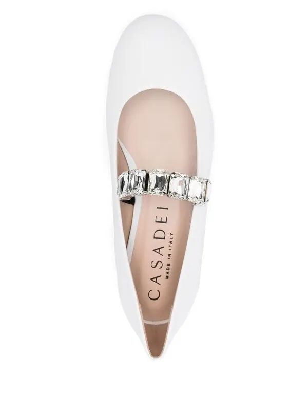 Casadei Crystal Embellished Ballerinas - White