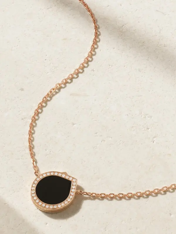 REPOSSI Antifer Rose Gold, Onyx And Diamond Necklace - Black