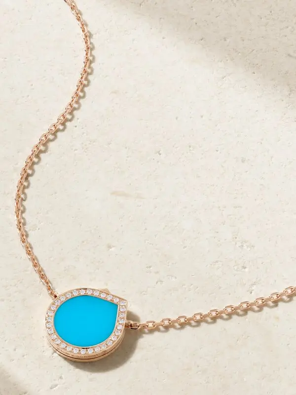 REPOSSI Antifer Rose Gold, Turquoise And Diamond Necklace - Blue