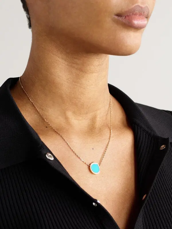 REPOSSI Antifer Rose Gold, Turquoise And Diamond Necklace
