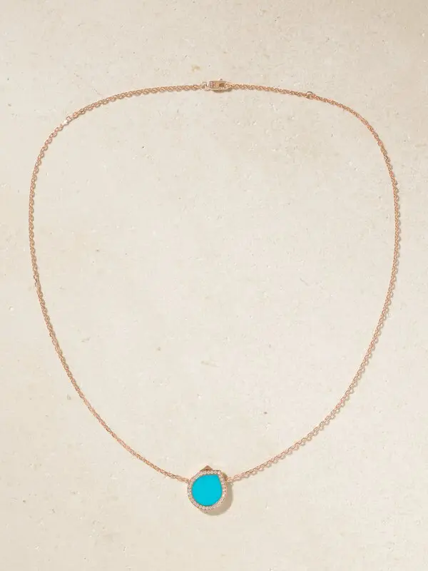 REPOSSI Antifer Rose Gold, Turquoise And Diamond Necklace