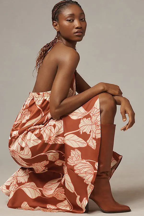 Hutch Layla Sleeveless Halter Midi Slip Dress In Brown - 71% Off |  Editorialist