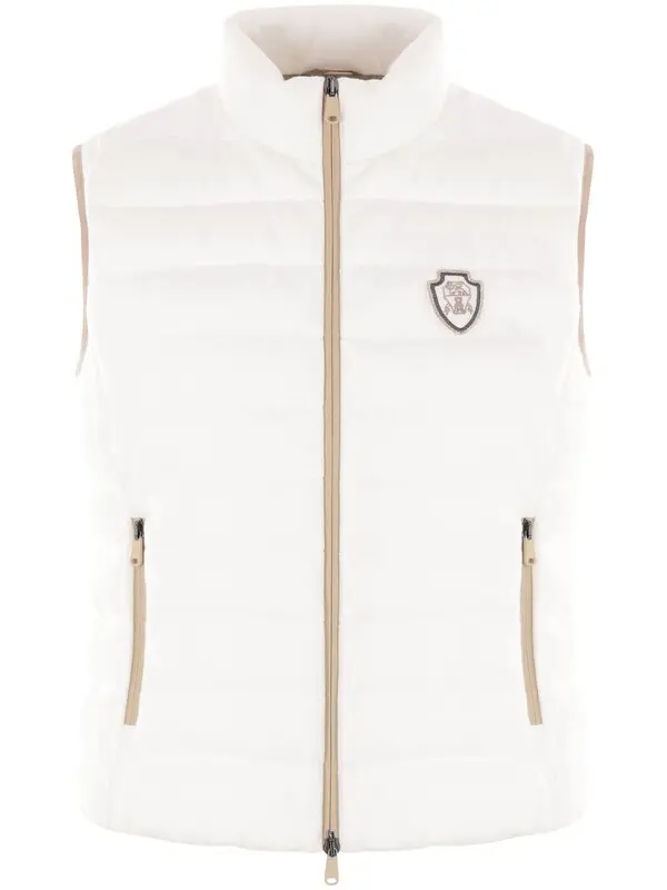 Brunello Cucinelli Logo-appliqué Gilet - White