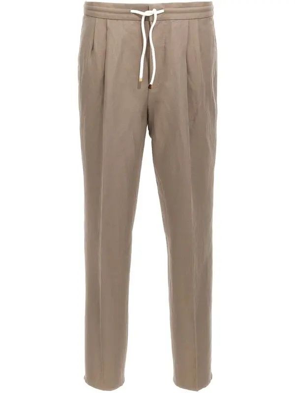 Brunello Cucinelli Linen Trousers - Brown