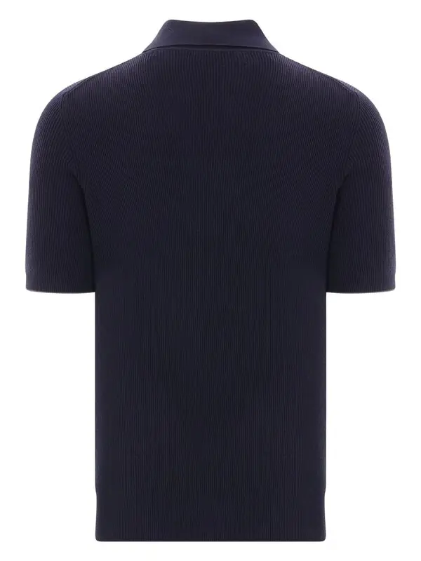 Brunello Cucinelli Ribbed-knit Polo Shirt - Blue