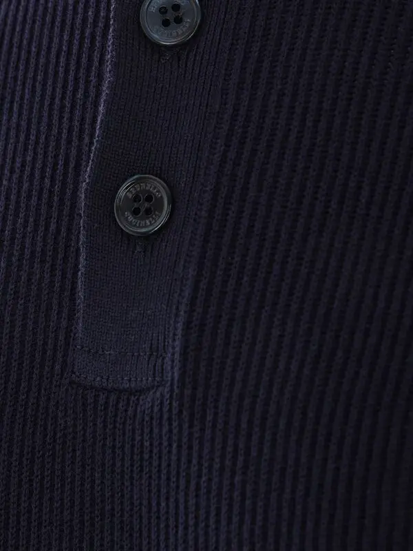 Brunello Cucinelli Ribbed-knit Polo Shirt - Blue