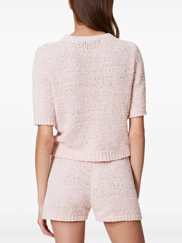 TWINSET Oval T Button Cropped Jumper - Pink