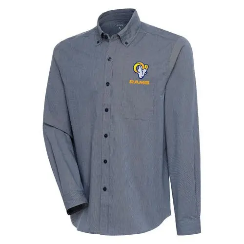ANTIGUA White Los Angeles Rams Compression Tri-blend Long Sleeve Button-down Shirt