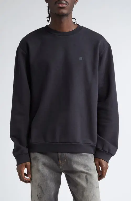 Acne Studios Embroidered Face Patch Fleece Sweatshirt - Black