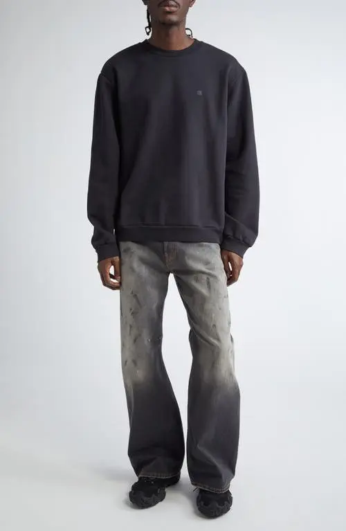 Acne Studios Embroidered Face Patch Fleece Sweatshirt - Black