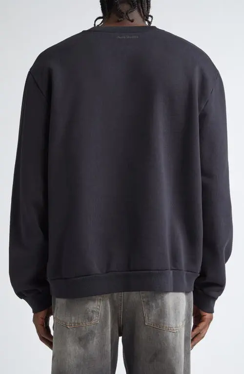 Acne Studios Embroidered Face Patch Fleece Sweatshirt - Black