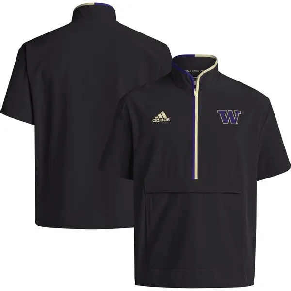 Adidas Washington Huskies Coaches Sideline Short Sleeve Jacket By