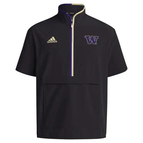 Adidas Washington Huskies Coaches Sideline Short Sleeve Jacket By
