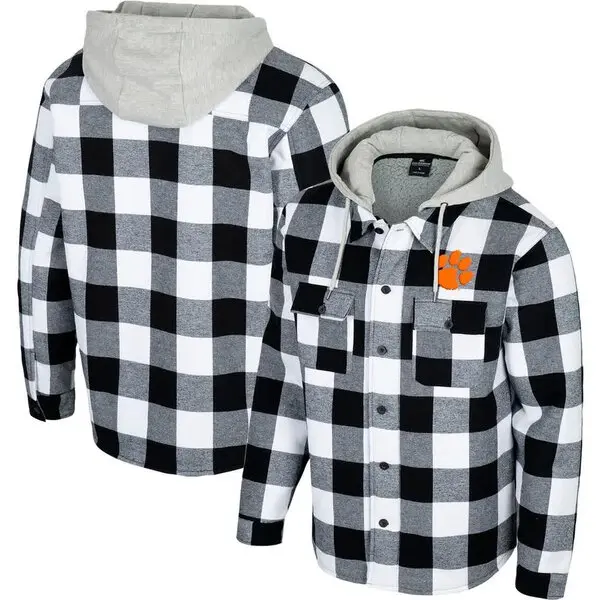 COLOSSEUM White Clemson Tigers Buffalo Plaid Full-zip Jacket