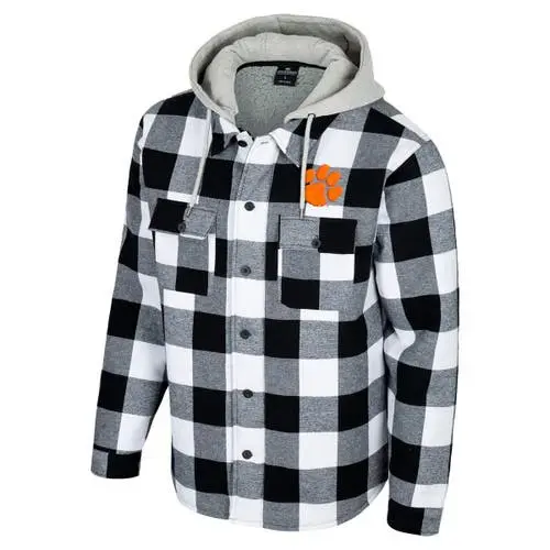 COLOSSEUM White Clemson Tigers Buffalo Plaid Full-zip Jacket
