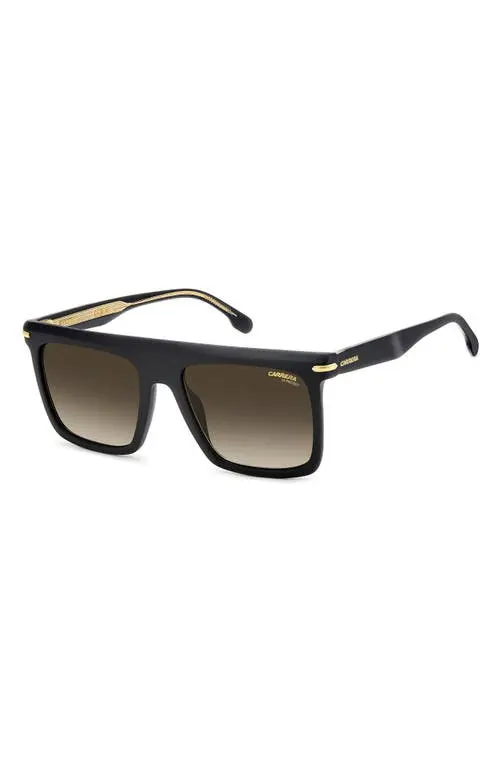 Carrera Eyewear 56mm Rectangular Flat Top Sunglasses - Black Gold/ Black Brown Green