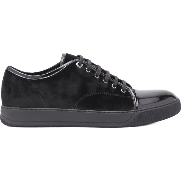 LANVIN Dbb1 Velvet And Patent Leather Sneakers - Black/black