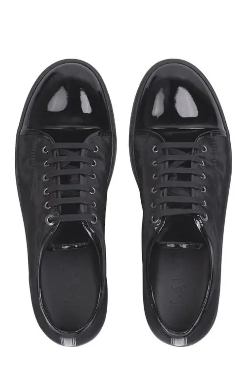 LANVIN Dbb1 Velvet And Patent Leather Sneakers - Black/black