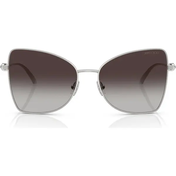 JIMMY CHOO 55mm Butterfly Sunglasses - Silver