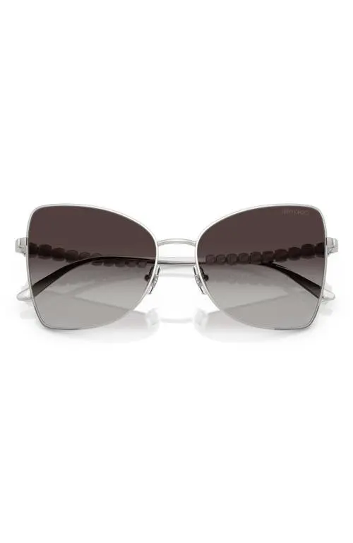 JIMMY CHOO 55mm Butterfly Sunglasses - Silver