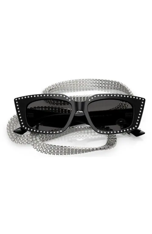 JIMMY CHOO 52mm Cat Eye Sunglasses With Embellished Chain - Black