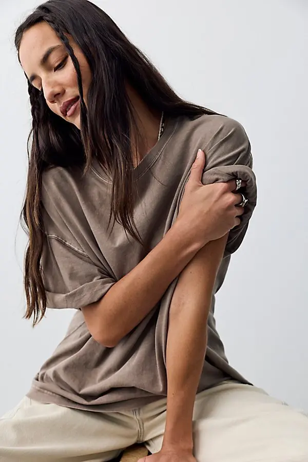 Free People We The Free Perfect Oversized Tee - Dusted Cocoa