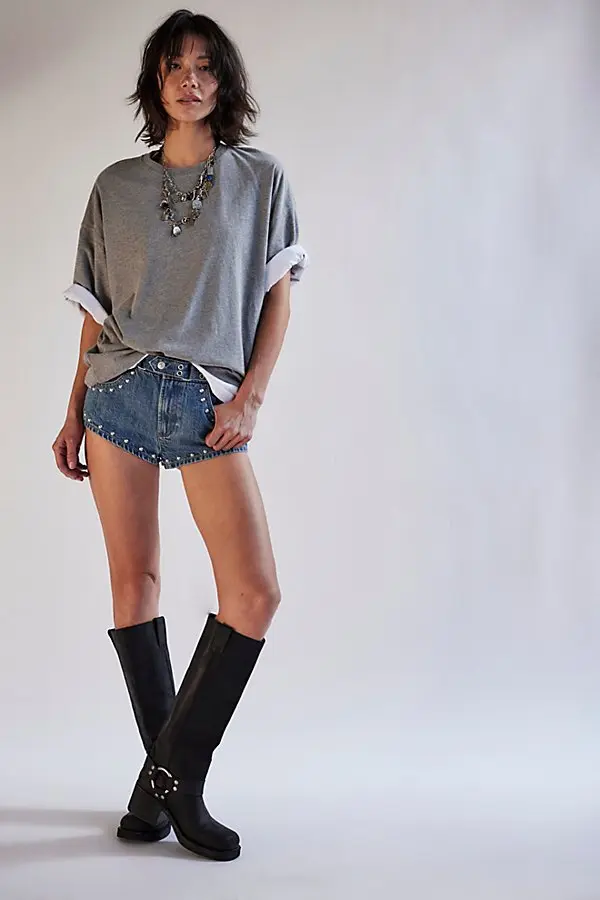 Free People We The Free Perfect Oversized Tee - Heather Grey