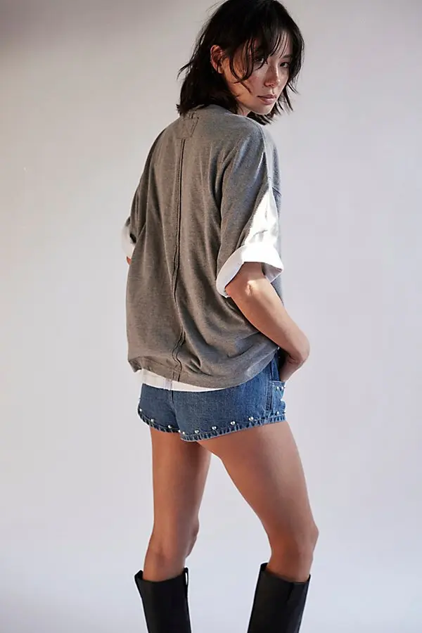Free People We The Free Perfect Oversized Tee - Heather Grey
