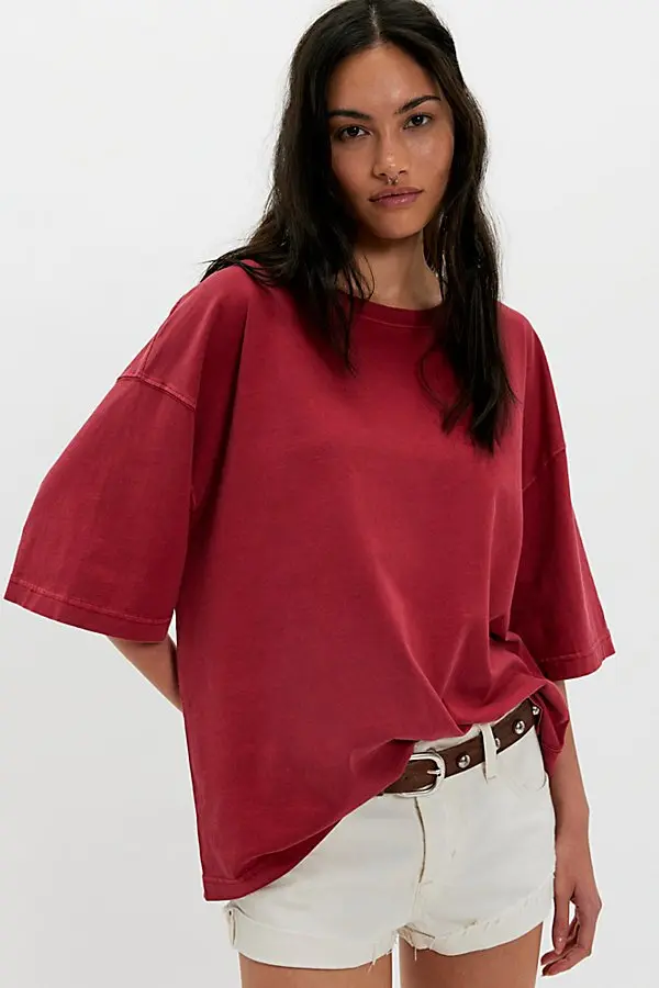 Free People We The Free Perfect Oversized Tee - Retro Red