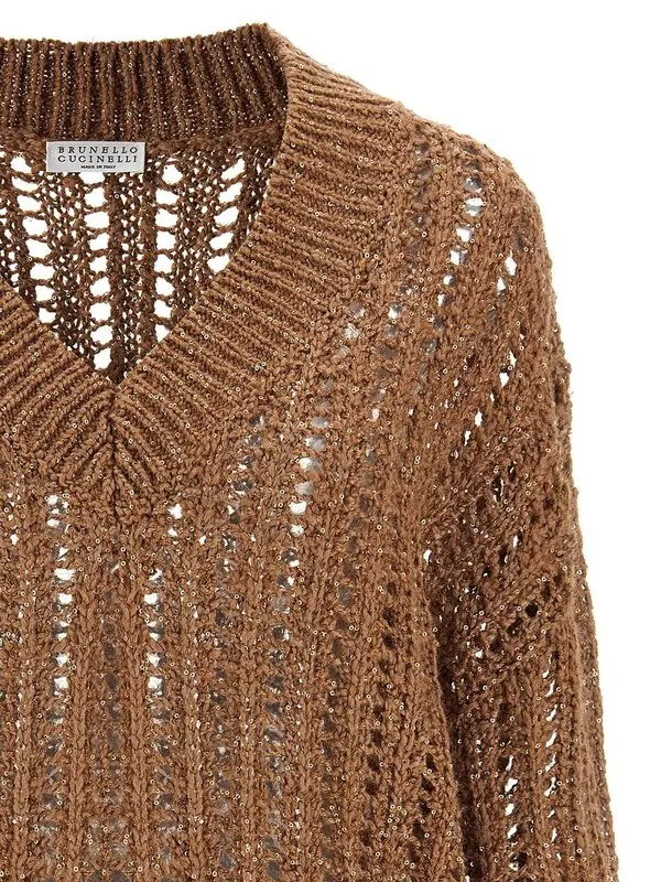 Brunello Cucinelli Net Jumper - Brown