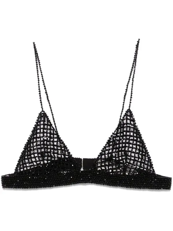 GOLDEN GOOSE Beaded Crochet Bra Top - Black