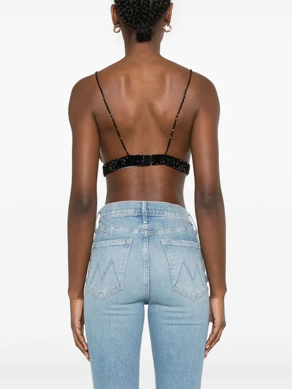 GOLDEN GOOSE Beaded Crochet Bra Top - Black