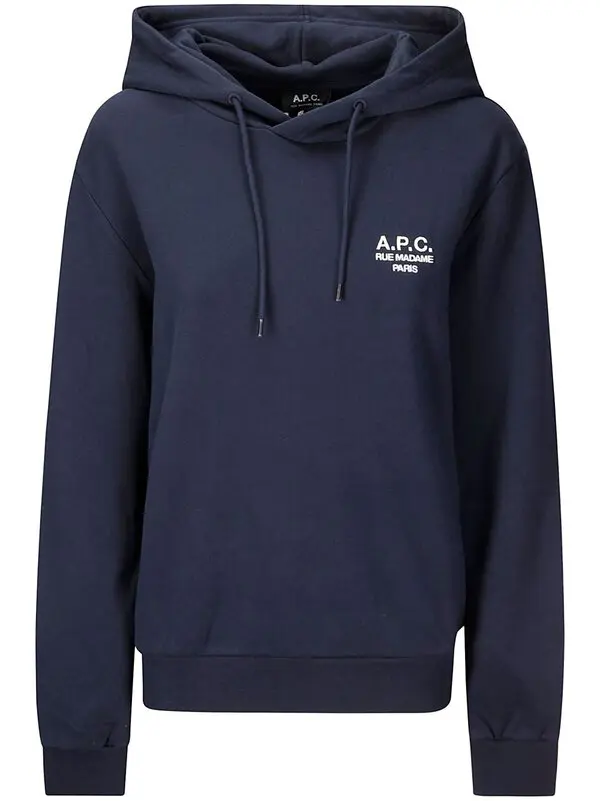 A.p.c. Logo-embroidered Hoodie - Blue