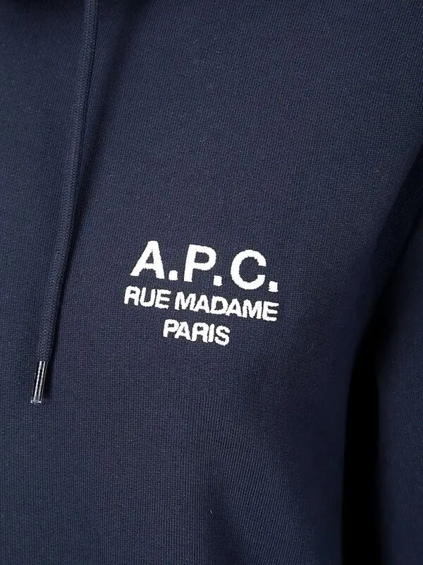 A.p.c. Logo-embroidered Hoodie - Blue