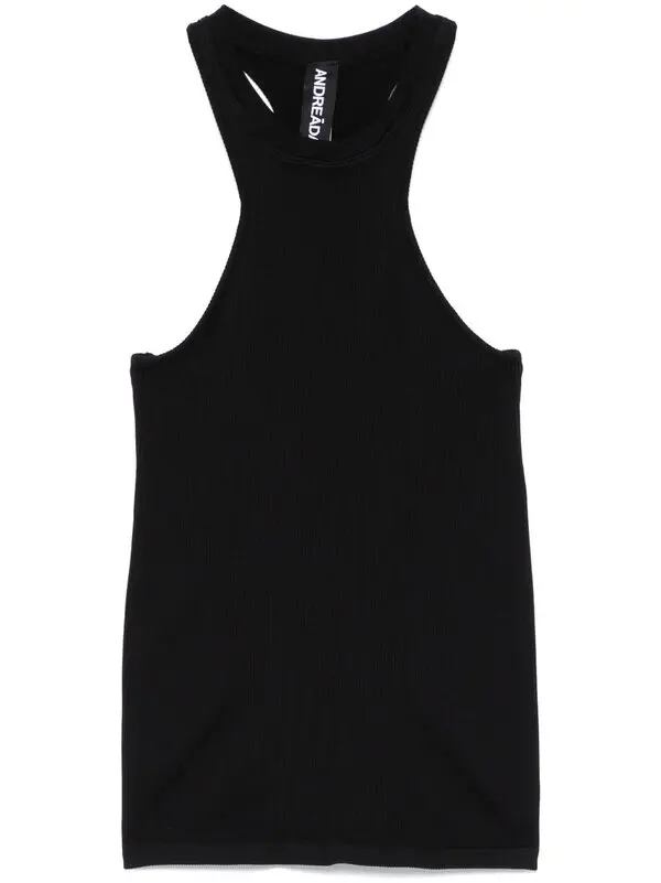 ANDREĀDAMO Fine Ribbed Tank Top - Black