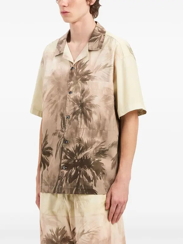 Palm Angels Sunset Palms Bowling Shirt - Neutrals