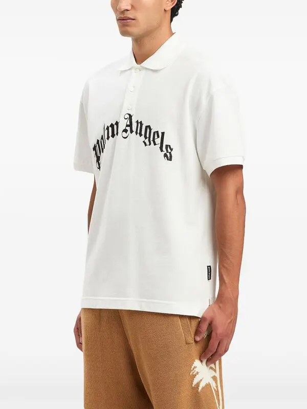 Palm Angels Logo-embroidered Polo T-shirt - White