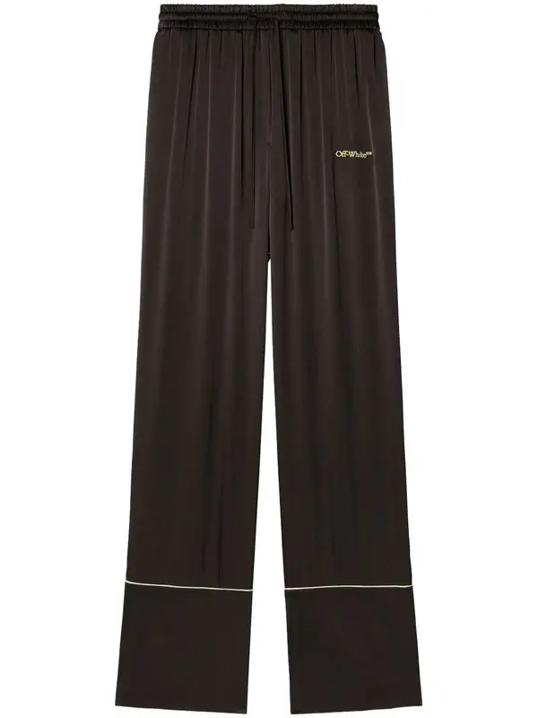 Off-White Satin Pyjama Pants - Black