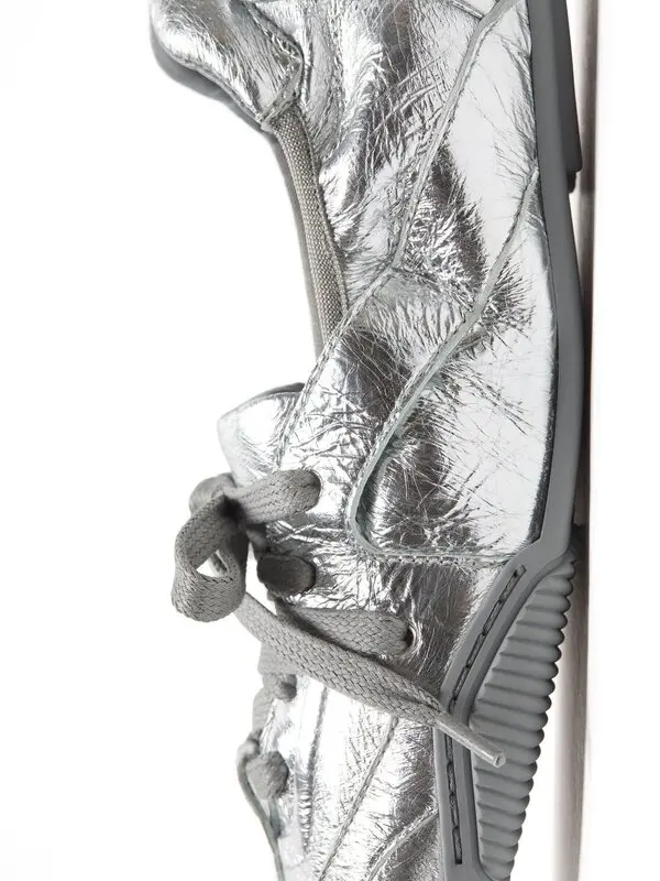 Acne Studios Lace-up Leather Ballet Flats - Silver