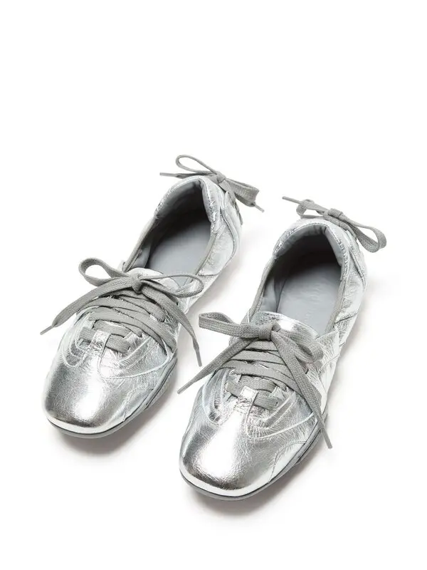 Acne Studios Lace-up Leather Ballet Flats - Silver
