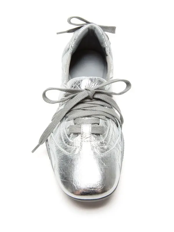 Acne Studios Lace-up Leather Ballet Flats - Silver