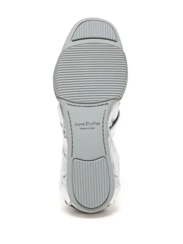 Acne Studios Lace-up Leather Ballet Flats - Silver