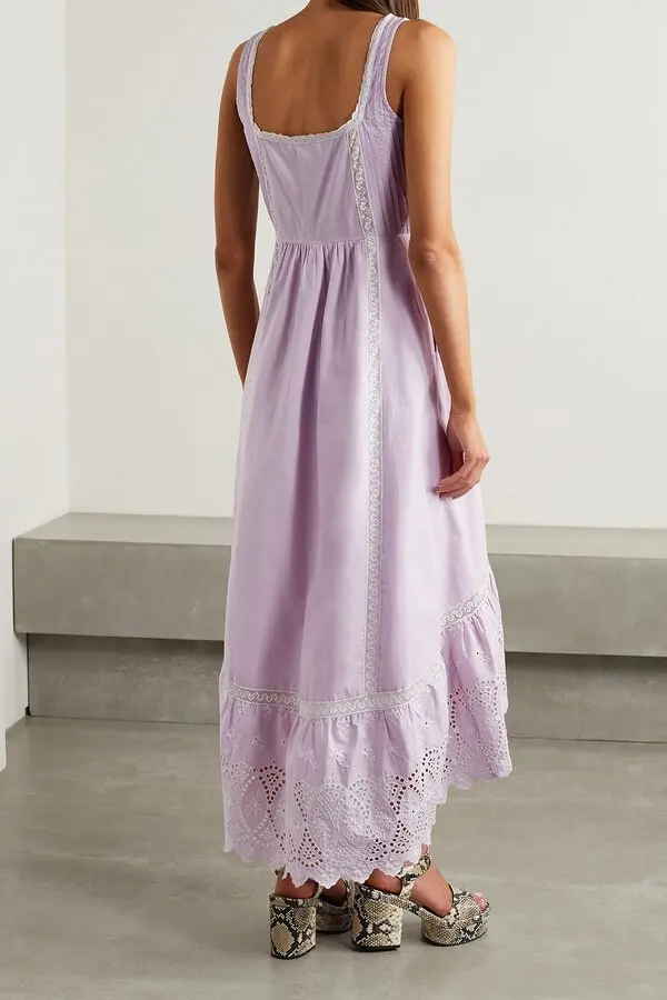 knee length dresses for ladies Adaline Broderie Midi Dress - Lilac Floral