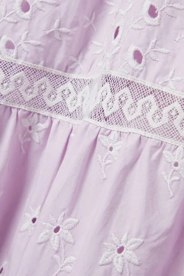 knee length dresses for ladies Tiana Maxi Dress in Lilac Broderie Anglaise – Proud Poppy Clothing