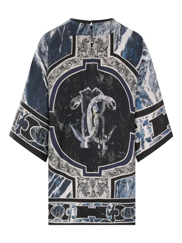 Roberto Cavalli Marble-print Silk Blouse