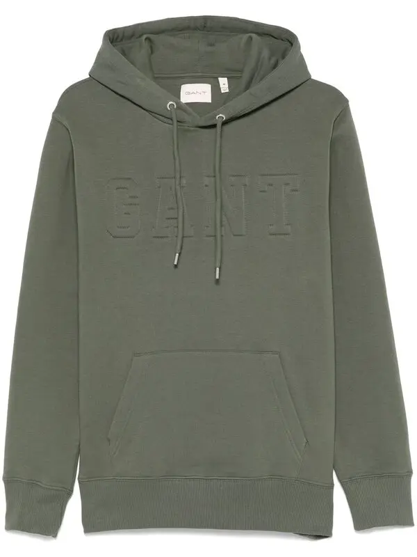 Gant Embossed-logo Hoodie - Green