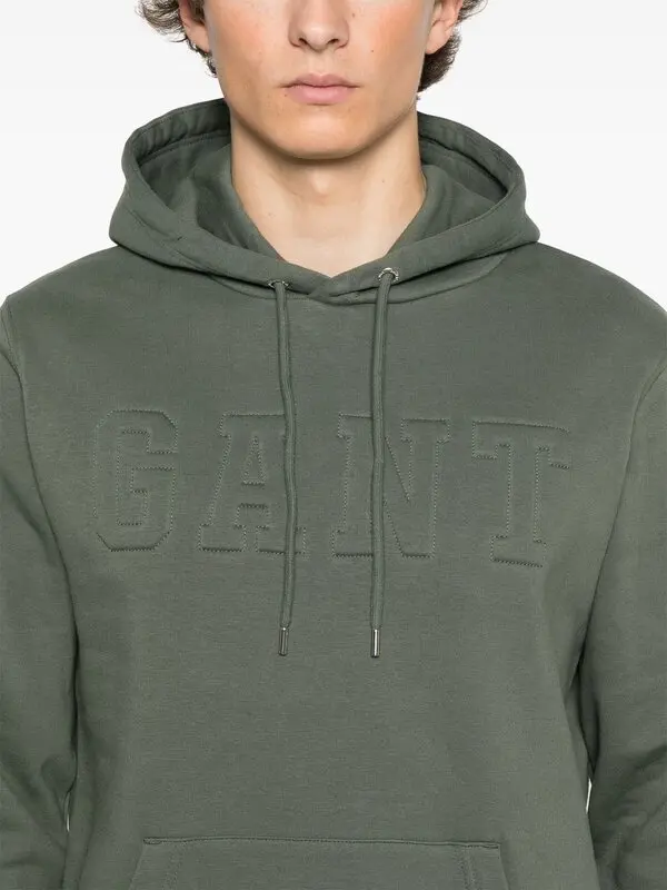 Gant Embossed-logo Hoodie - Green