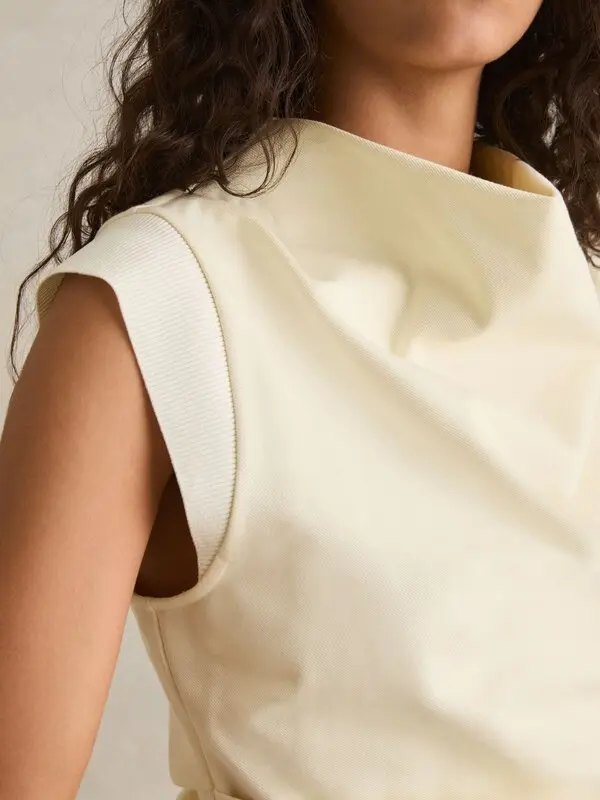 REISS Cobi Draped Sleeveless Top - Pale Yellow