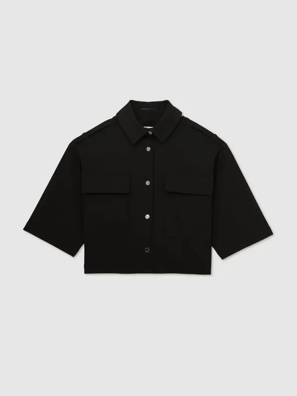 REISS Myrtle Cropped Twill Shirt Jacket