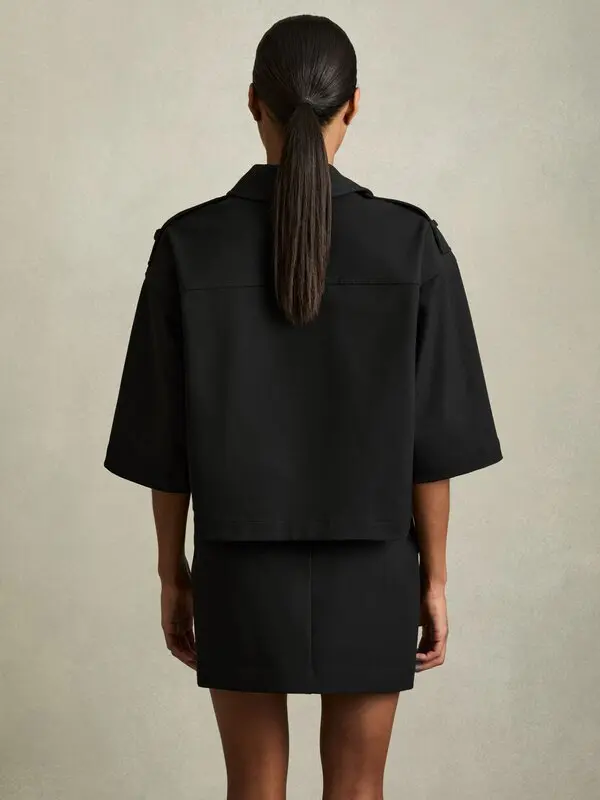 REISS Myrtle Cropped Twill Shirt Jacket